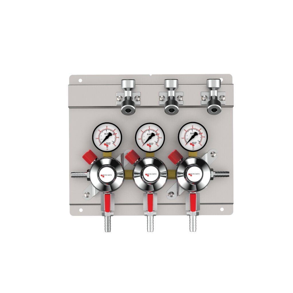 Premium Beer Secondary Regulator Panel - 3 Gauge - 0-60 PSI