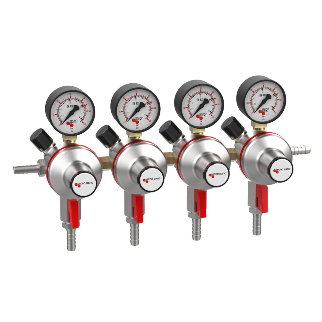Premium Plus 4 Way Secondary CO2 Regulator - 4 Gauge